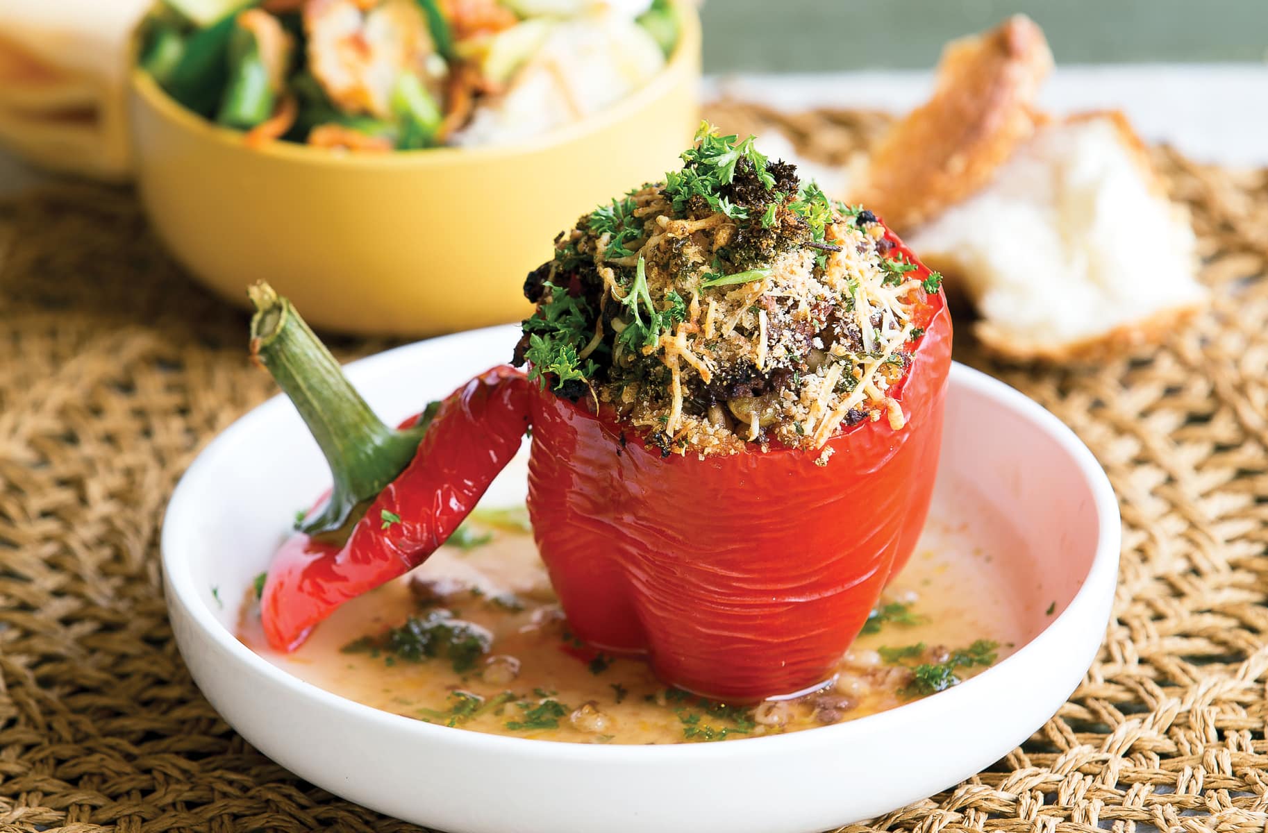Tasty stuffed capsicums with spring salad - My Everyday Wellbeing