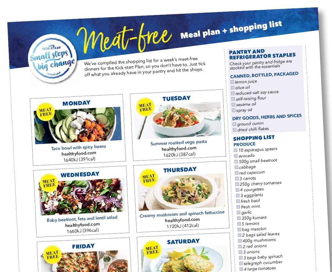 Kick-start meal plan: Vegetarian - My Everyday Wellbeing